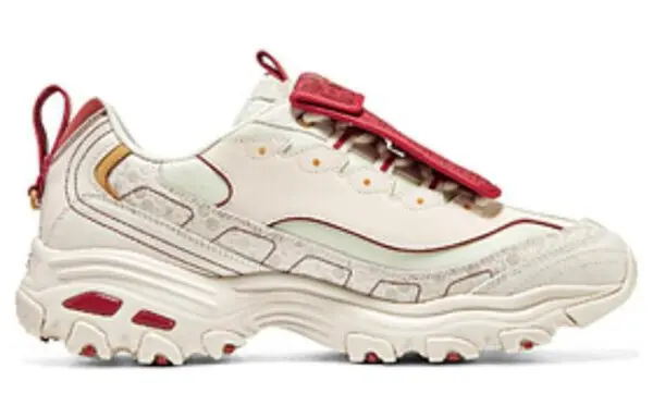 Sketchers Dlites Cny Cream Low Top Sneakers - Cream/red