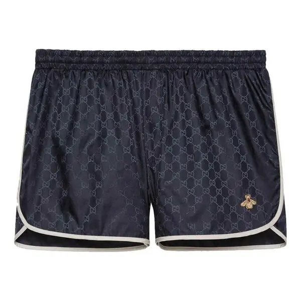 Gucci Gg Nylon Swim Shorts With Bee - Navy/white