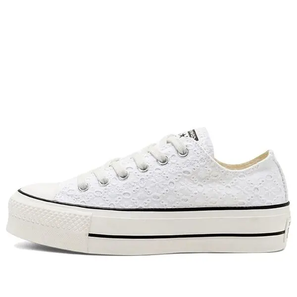 CONVERSE Chuck Taylor All Star Low Platform Sneakers With Embroidered Floral Detail - White