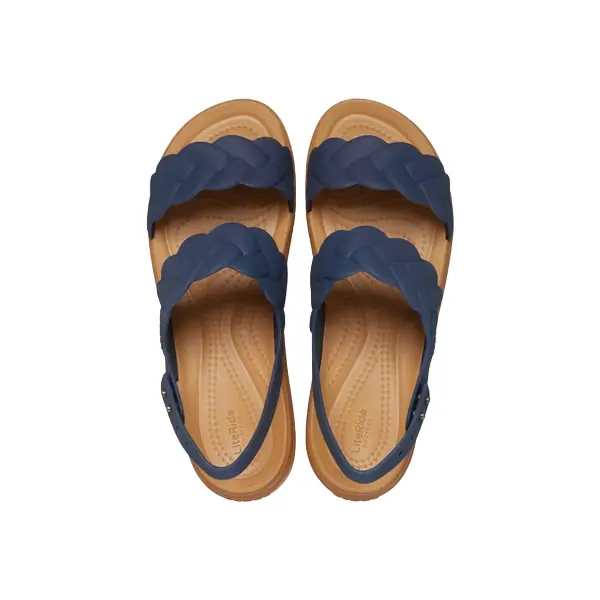 CROCS Brooklyn Woven Wedge Sandals - Blue/brown
