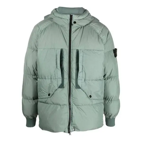 Stone Island Hooded Down Jacket - Sage