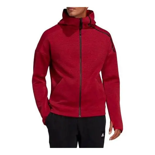Adidas Athleisure Zip-up Hooded Jacket - Brownred