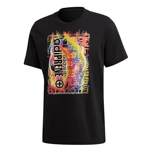 Adidas Originals Adiprene Retro Printing Sports Short Sleeve - Black