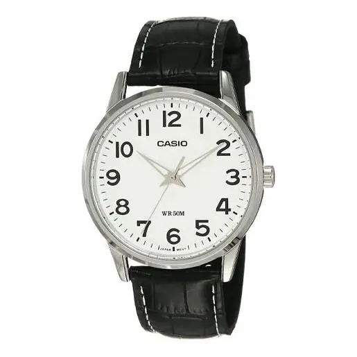 Casio Analog Waterproof Leather Strap Watch - Black