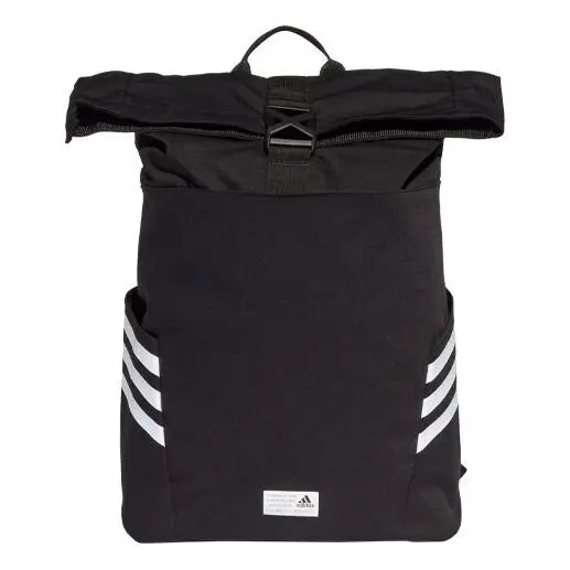Adidas Roll Top Backpack With Signature Stripes - Black