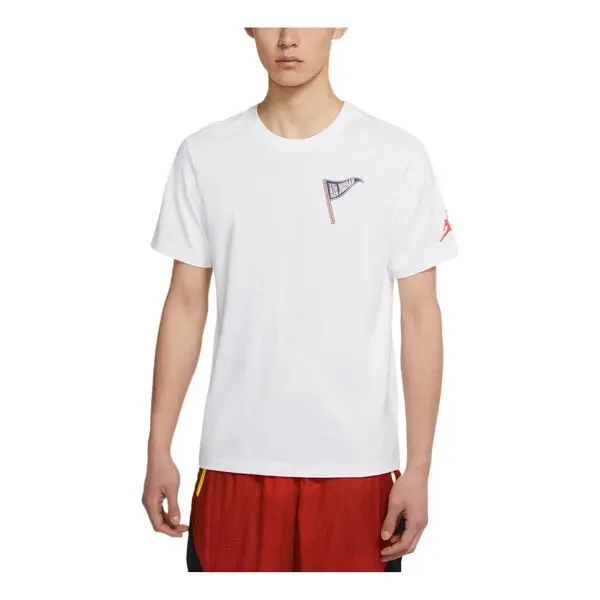 JORDAN Aj23 Varsity Cotton Round Neck Back Alphabet Pullover Short Sleeve White - Default Color