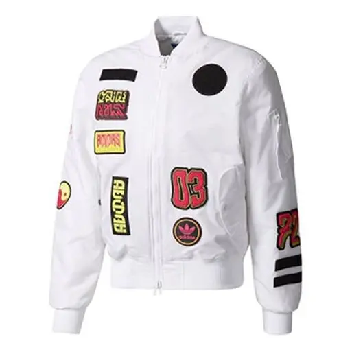 Adidas Originals Padded Bomber Jacket With Patches - White