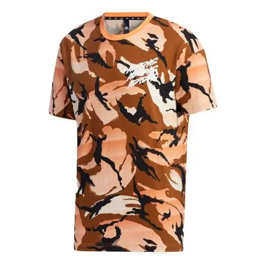 Adidas Ub Gfx T Aop Sports Camouflage Printing Short Sleeve - Orange