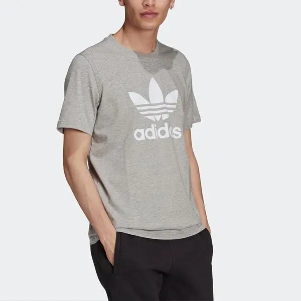 Adidas Originals Logo Alphabet Printing Round Neck Short Sleeve Japanese Version Gray T-shirt - Default Color