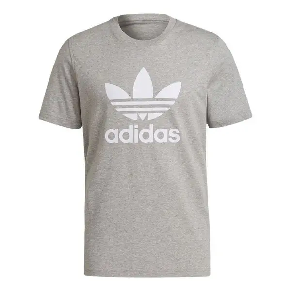 Adidas Originals Logo Alphabet Printing Round Neck Short Sleeve Japanese Version Gray T-shirt - Default Color