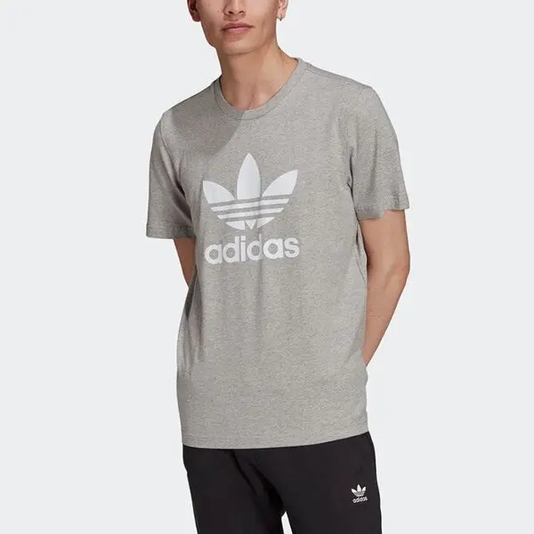 Adidas Originals Logo Alphabet Printing Round Neck Short Sleeve Japanese Version Gray T-shirt - Default Color