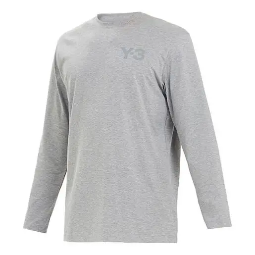 Adidas Y-3 Logo Pattern Micro Mark Casual Long Sleeve Crewneck T-shirt - Gray
