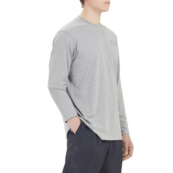 Adidas Y-3 Logo Pattern Micro Mark Casual Long Sleeve Crewneck T-shirt - Gray