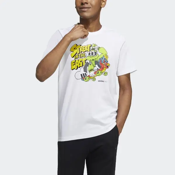 Adidas Neo M Freye Tee 1 Cartoon Printing Pattern Sports Short Sleeve