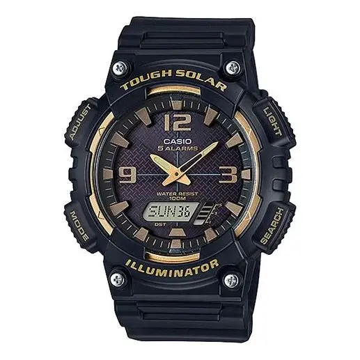 Casio Analog/digital Combination Watch With Solar Power And Water Resistance - Black/gold