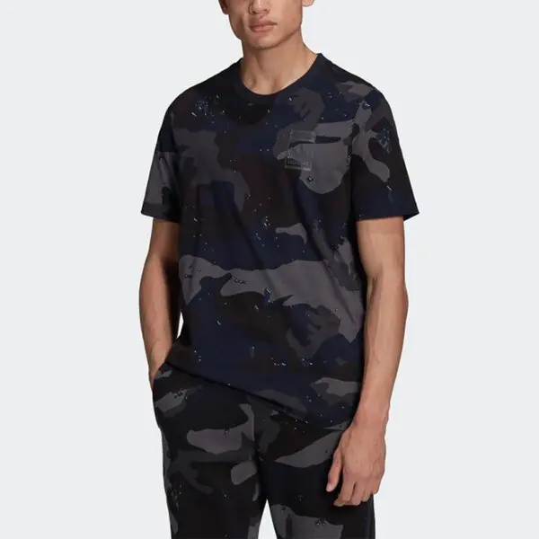 Adidas Originals Camouflage Printing Short Sleeve Blue