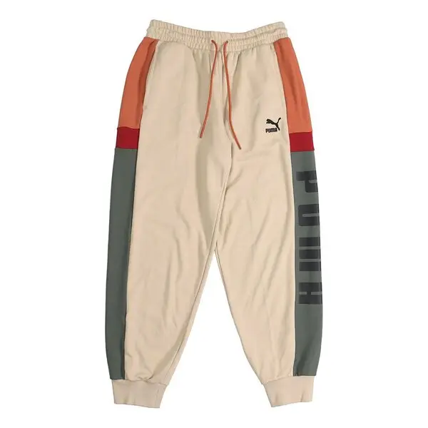 PUMA Retro Block Sweatpant 'beige Grey Red Black - Beige/grey/red