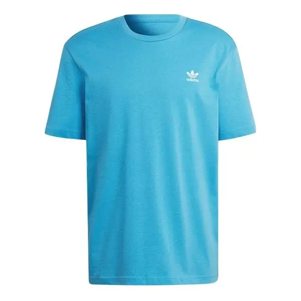 Adidas Originals Solid Color Logo Round Neck Casual Short Sleeve Blue T-shirt - Default Color