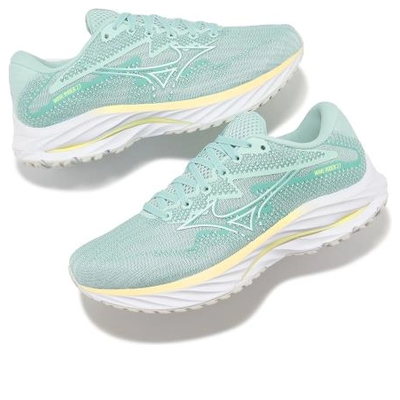 Mizuno Wave Rider 27 Athletic Sneakers - Mint Green/white