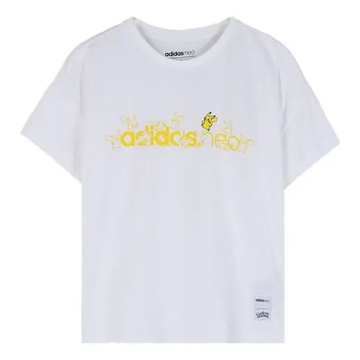 Adidas Neo X Pokémon Crossover Sports Round Neck Short Sleeve - White