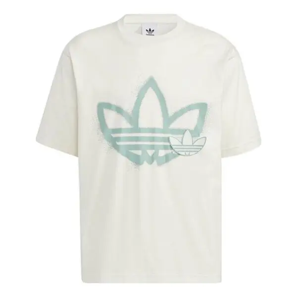 Adidas Originals Round Neck Dropped Shoulder Sleeves Large Logo Printing Short Sleeve White T-shirt - Default Color
