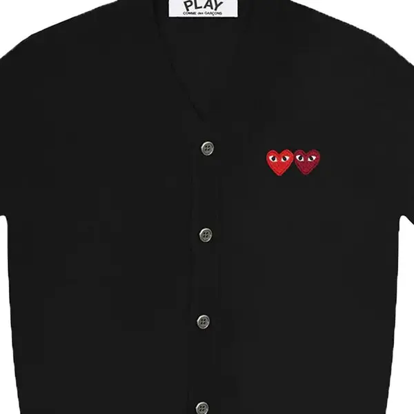 Play Comme Des Garcon Double Heart Cardigan - Black