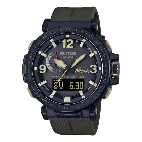 Casio Pro Trek Nanga Quartz Watch With Stainless Steel Case And Resin Strap - Green