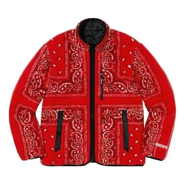 Supreme Reversible Bandana Fleece Jacket - Red