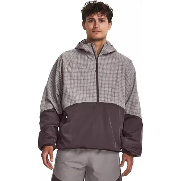 Under Armour Rush Woven 1/2 Zip Hooded Top 'grey Brown