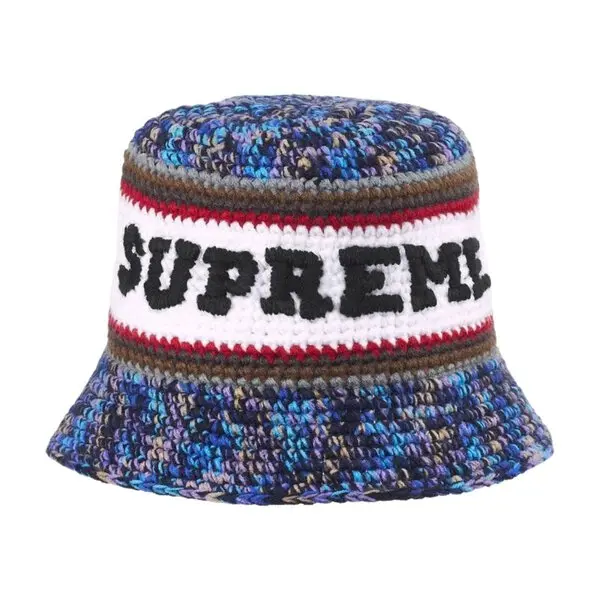 Supreme Ss26 Knit Logo Crusher Bucket Hat - Navy