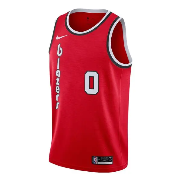 Nike X Nba Portland Trail Blazers 'damian Lillard 0' Jersey - Red/multi-color