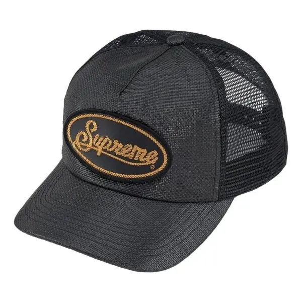 Supreme Ss26 Raffia Mesh Back 5-panel Cap - Black