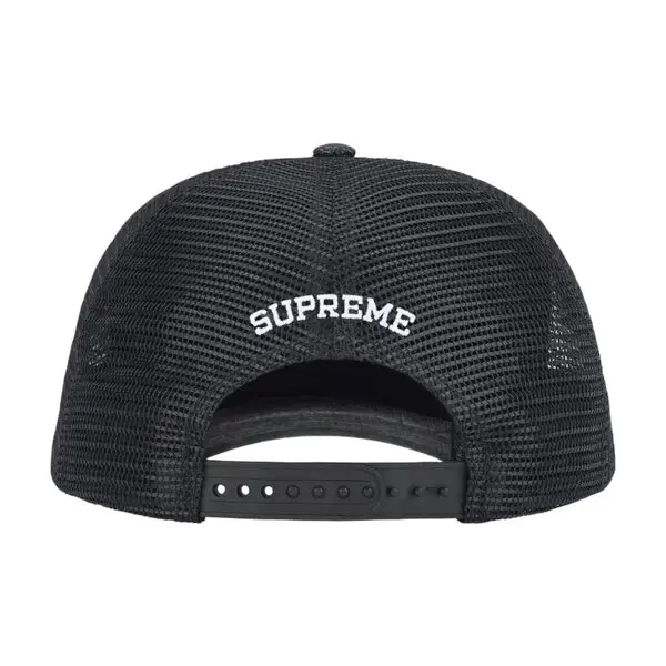 Supreme Ss26 Raffia Mesh Back 5-panel Cap - Black