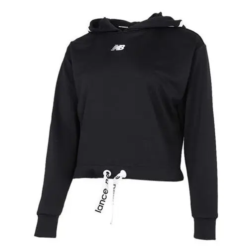 NEW BALANCE Relentless Logo Crop Hoodie - Black/white