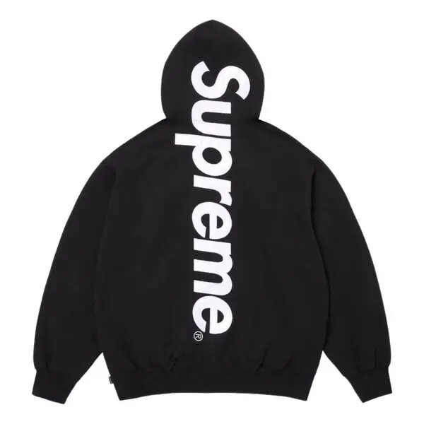 Supreme Ss26 Satin Appliqué Hooded Sweatshirt - Black