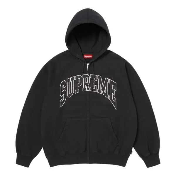 Supreme Ss26 Cracked Raglan Zip Up Hooded Sweatshirt - Black