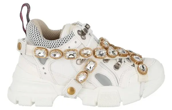 Gucci Flashtrek Embellished Sneakers - White