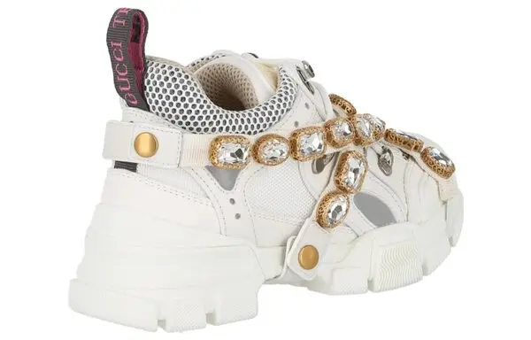 Gucci Flashtrek Embellished Sneakers - White