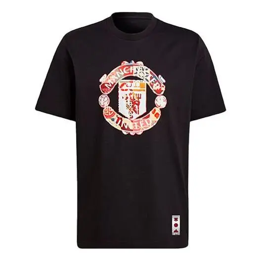 Adidas Mufc Cny Tee Limited Logo Printing Manchester United Soccer/football Round Neck Short Sleeve - Black