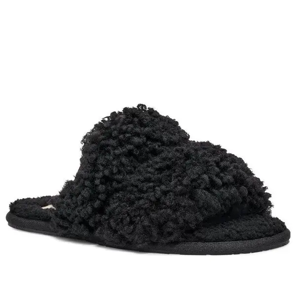 UGG Maxi Curly Scuffetta Slippers - Black