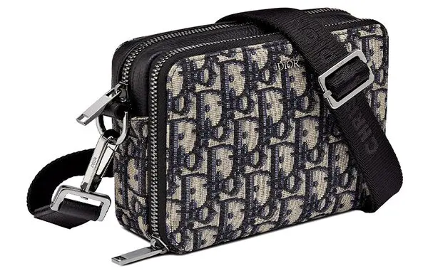 Dior Beige And Black Oblique Jacquard Shoulder Strap Pouch