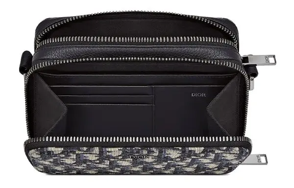 Dior Beige And Black Oblique Jacquard Shoulder Strap Pouch