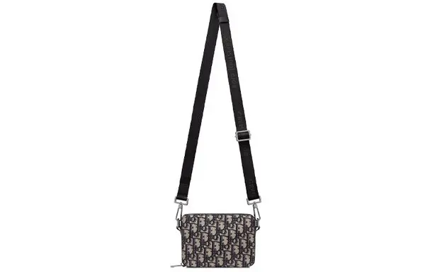 Dior Beige And Black Oblique Jacquard Shoulder Strap Pouch