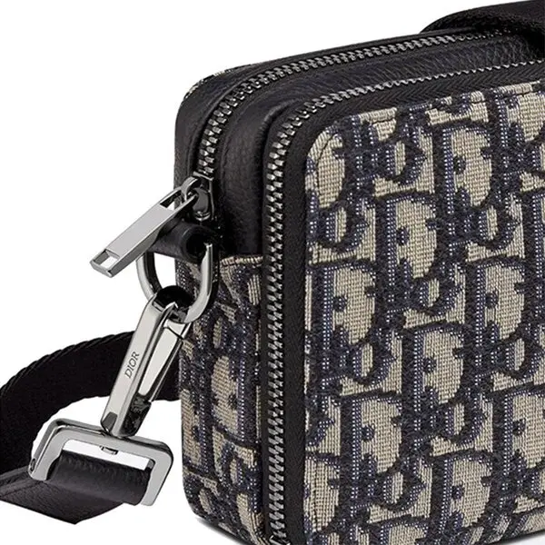 Dior Beige And Black Oblique Jacquard Shoulder Strap Pouch