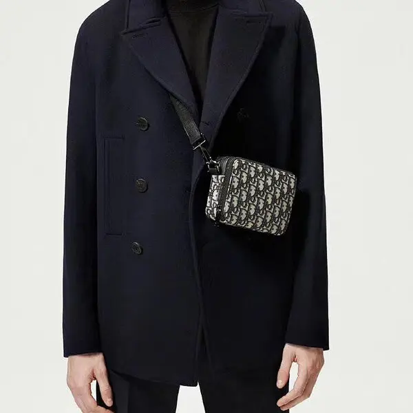 Dior Beige And Black Oblique Jacquard Shoulder Strap Pouch