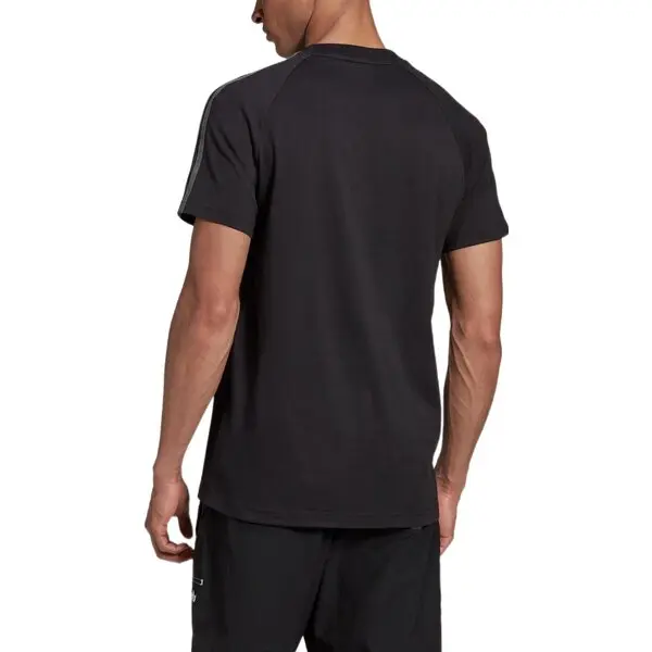Adidas Originals Stripe Logo Micro Mark Round Neck Casual Short Sleeve Black - Default Color