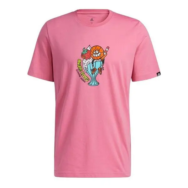 Adidas Cartoon Basketball Printing Sports Short Sleeve Pink T-shirt - Default Color