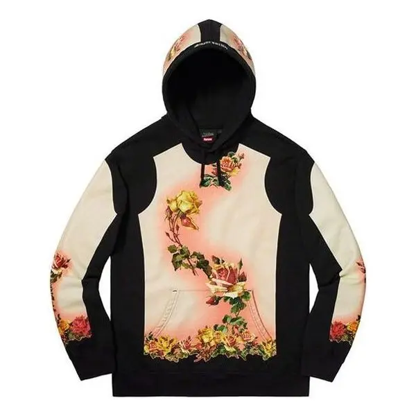 Supreme X Jean Paul Gaultier Floral Print Hooded Sweatshirt 'white Black Yellow - White/black/yellow