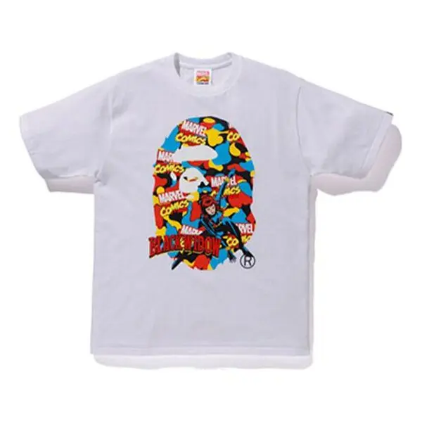 A BATHING APE X Marvel Ape Head T-shirt Black Widow - White