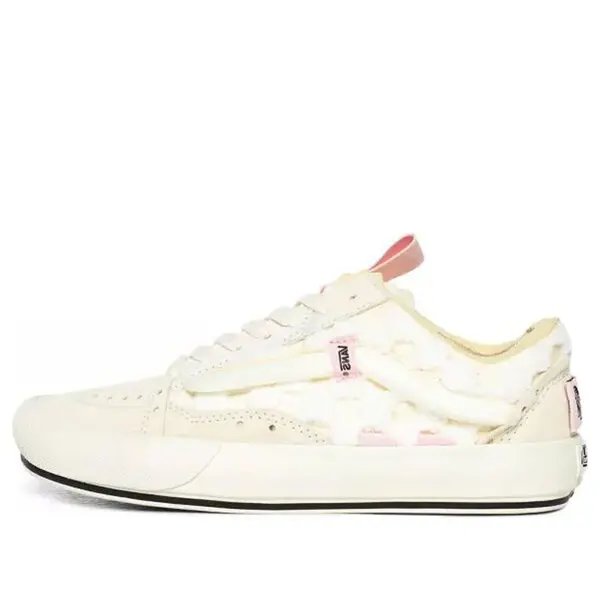 VANS Old Skool Cap Chenille Check Sneakers - White/pink